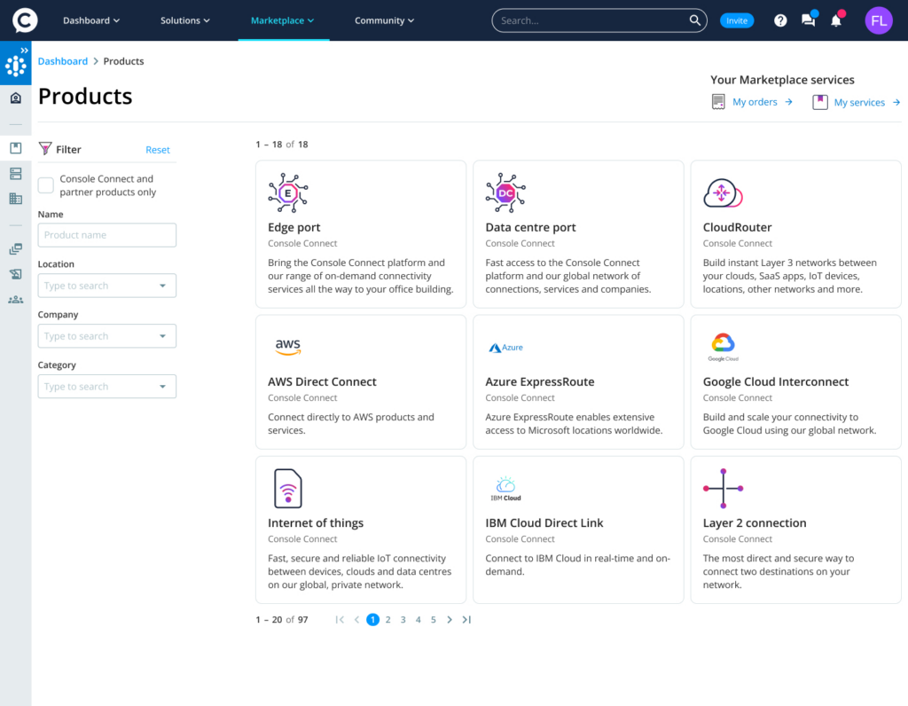 Marketplace – Console Connect